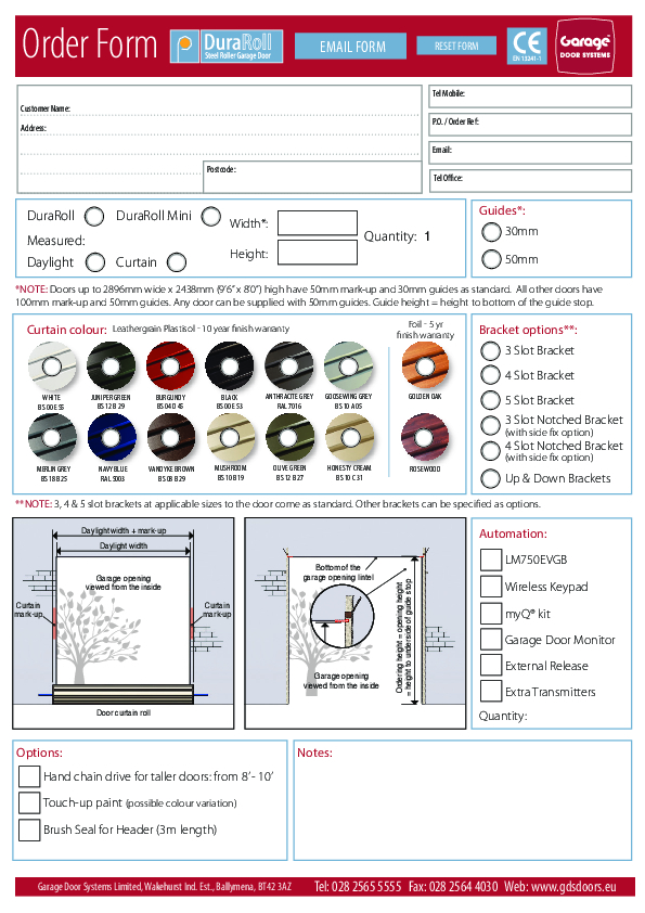 Roller Doors Technical Information - Garage Door Systems