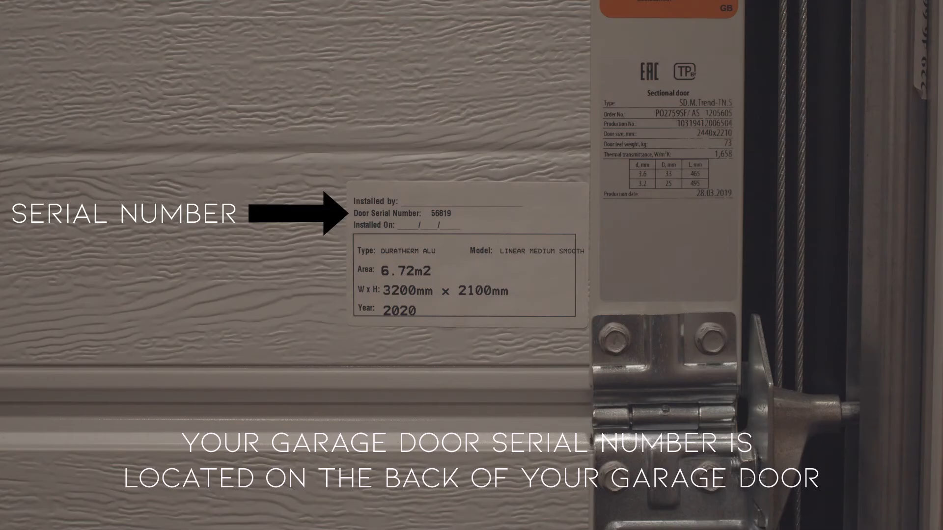 DuraTherm/Trend Sectional Garage Door - Finding Your Garage Door Serial ...